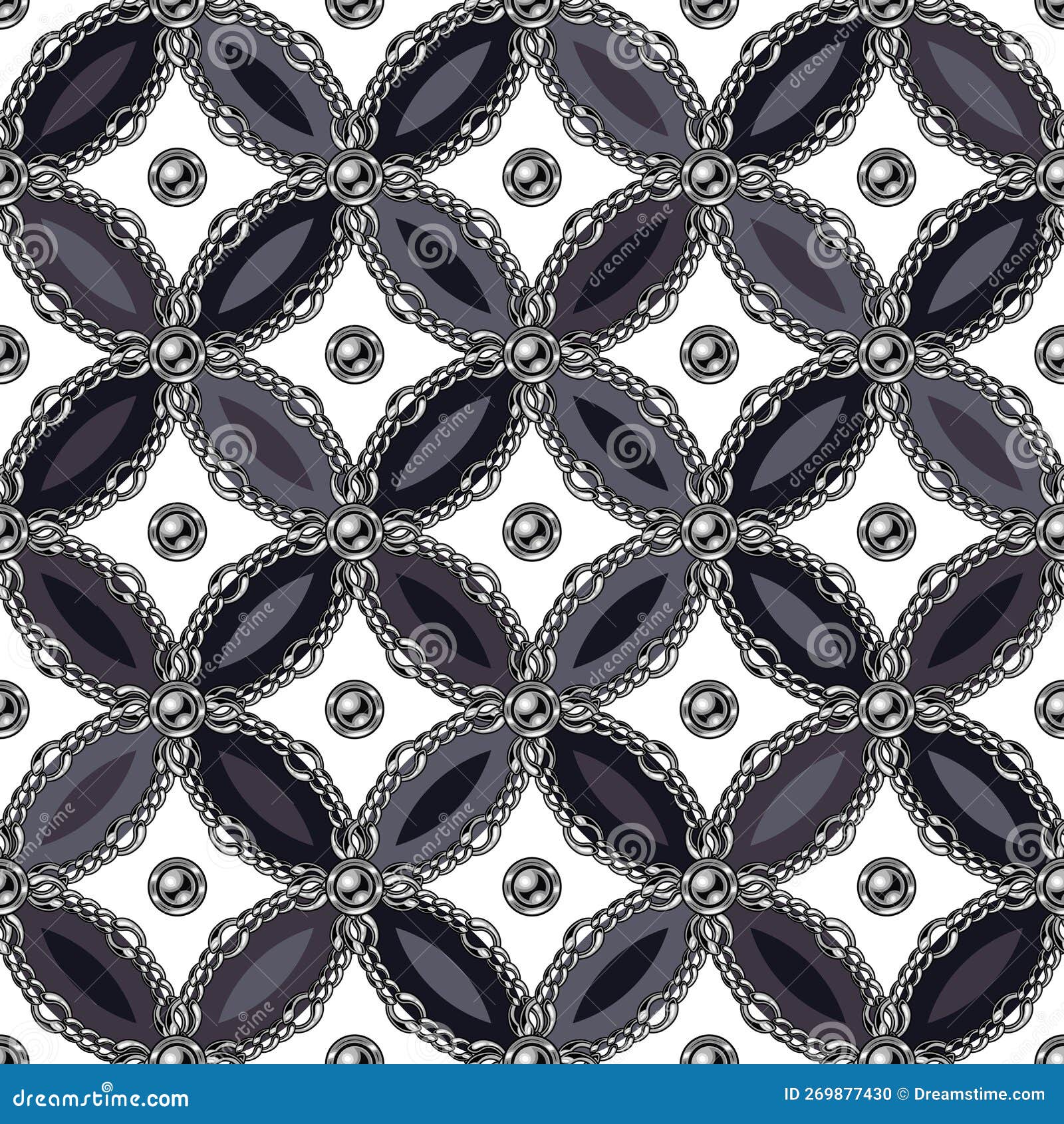 Geometric Pattern with Circles, Chains Stock Photo - Image of baroque, print: 269877430