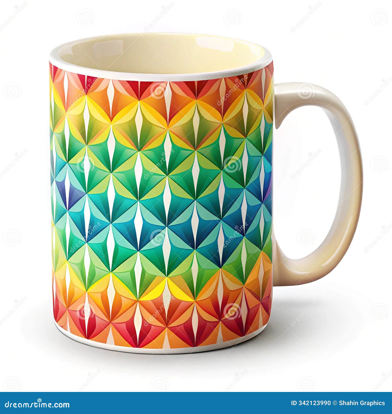 Geometric Pattern Coffee Mug - Colorful Rainbow Ceramic Mug Design ...