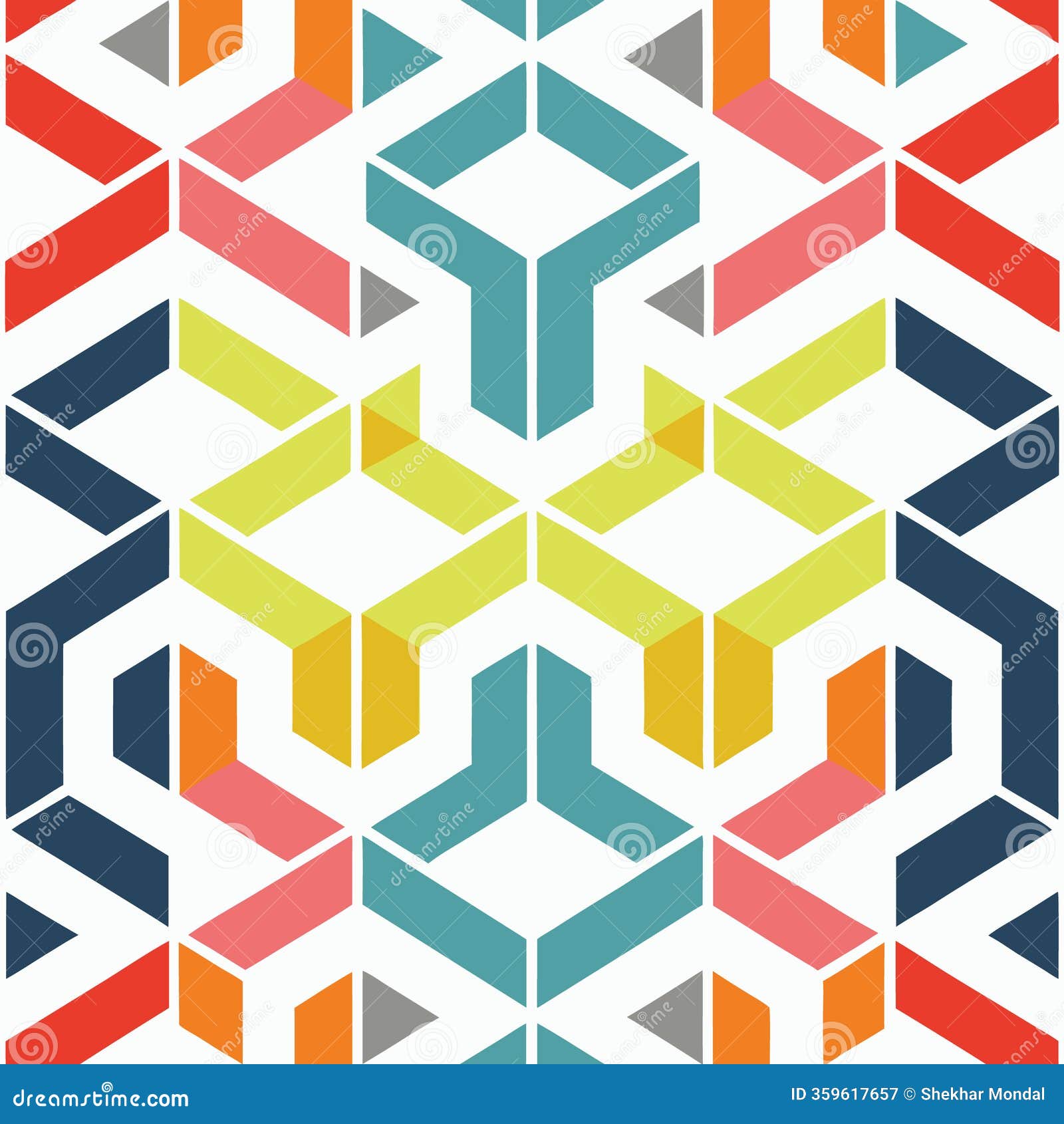Geometric Pattern Coloring Interlocking Shapes. Stock Vector ...