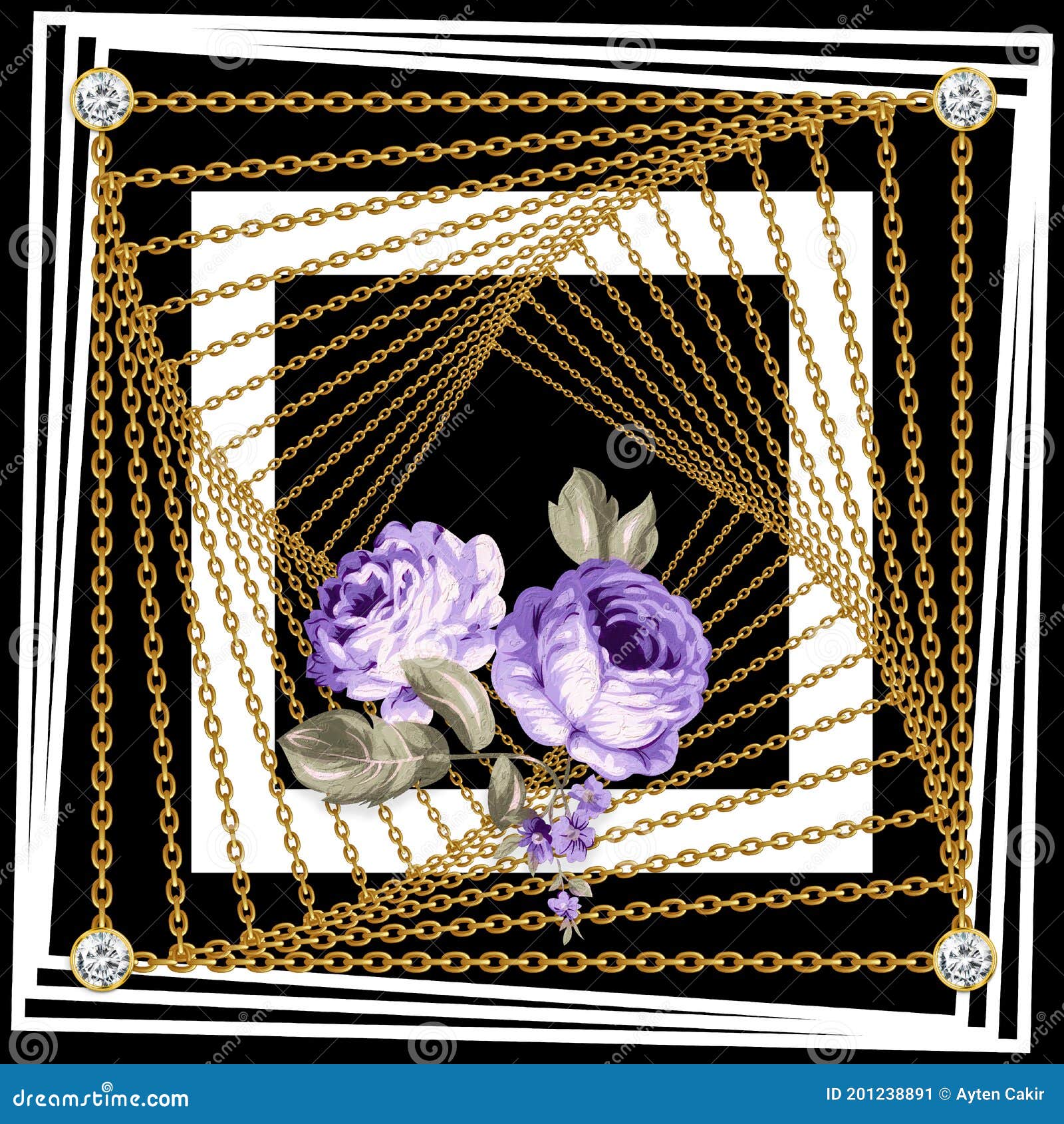 Chains Pattern.Silk Scarf Design, Fashion Textile Stock Illustration ...