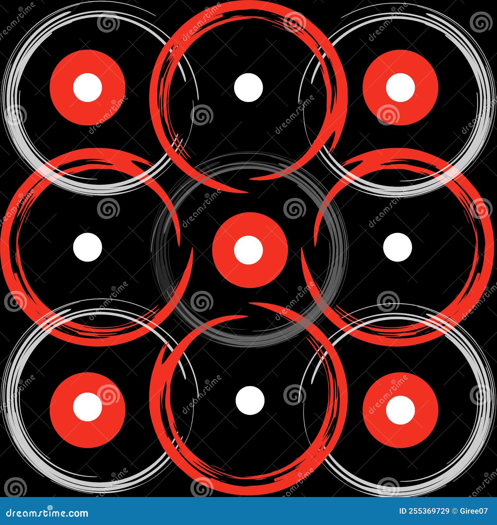 Geometric Pattern in Flat Style with Red and White Colorful Circles on ...