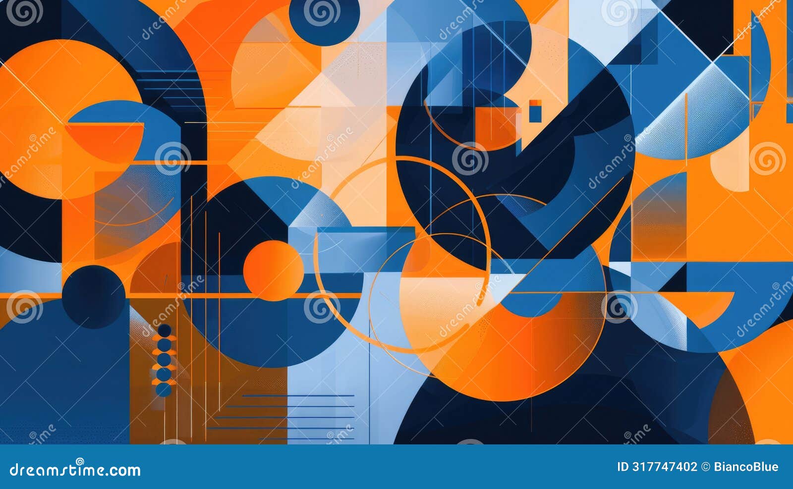 A Geometric Pattern with Interlocking Blue and Orange Shapes. AIG51A ...