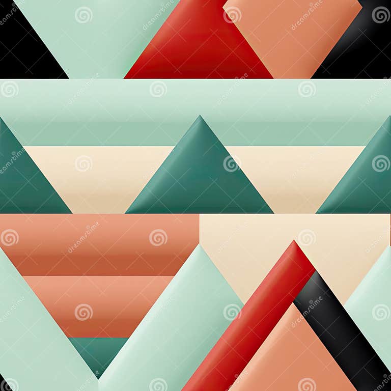 Geometric Pattern with Light Red and Dark Emerald Triangles (tiled ...