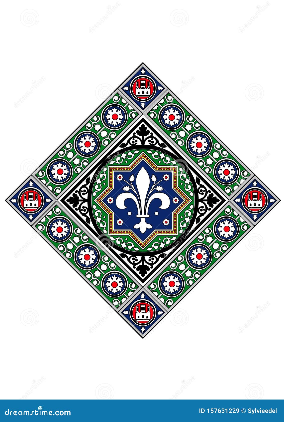 Geometric Pattern with Lily Flower Stock Vector - Illustration of ...