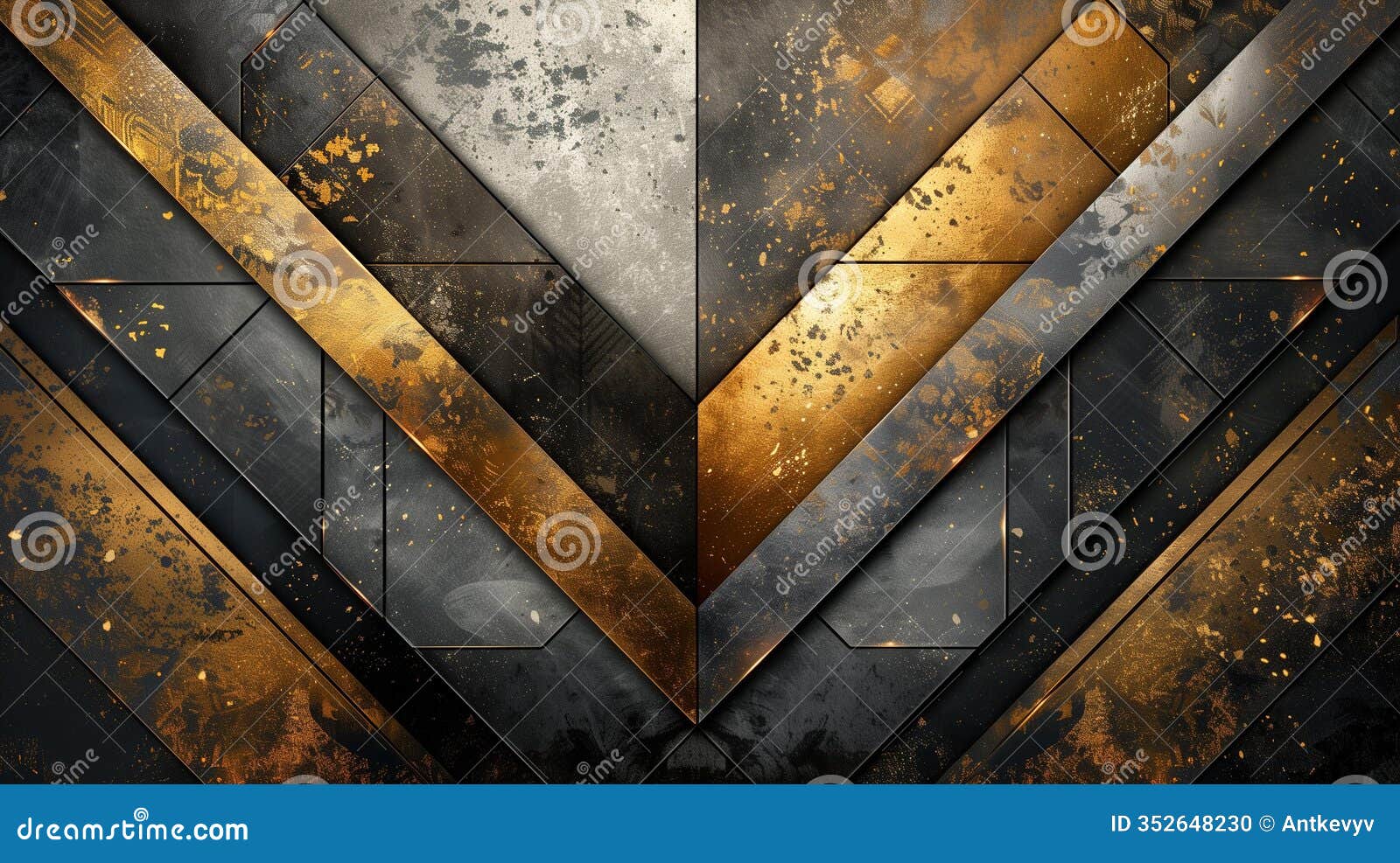 Geometric Pattern with Metallic Gold Silver Colors, Rectangle Mosaic ...