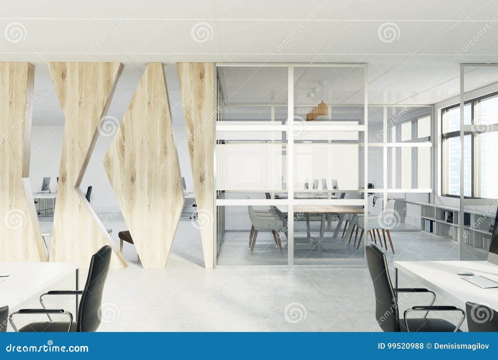 Geometric Pattern Open Space Office Stock Illustration - Illustration ...