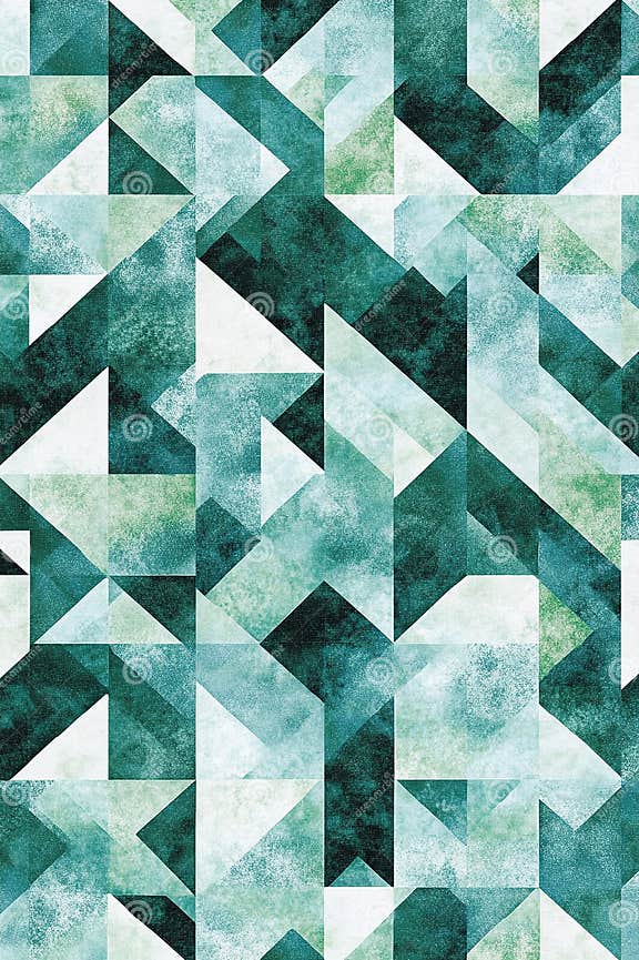 A Geometric Pattern of Overlapping Triangles in Shades of Green and ...