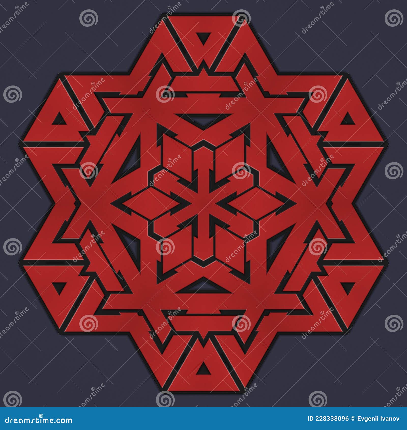 Geometric Pattern of Red Color, Scandinavian Celtic Style. Illustration ...