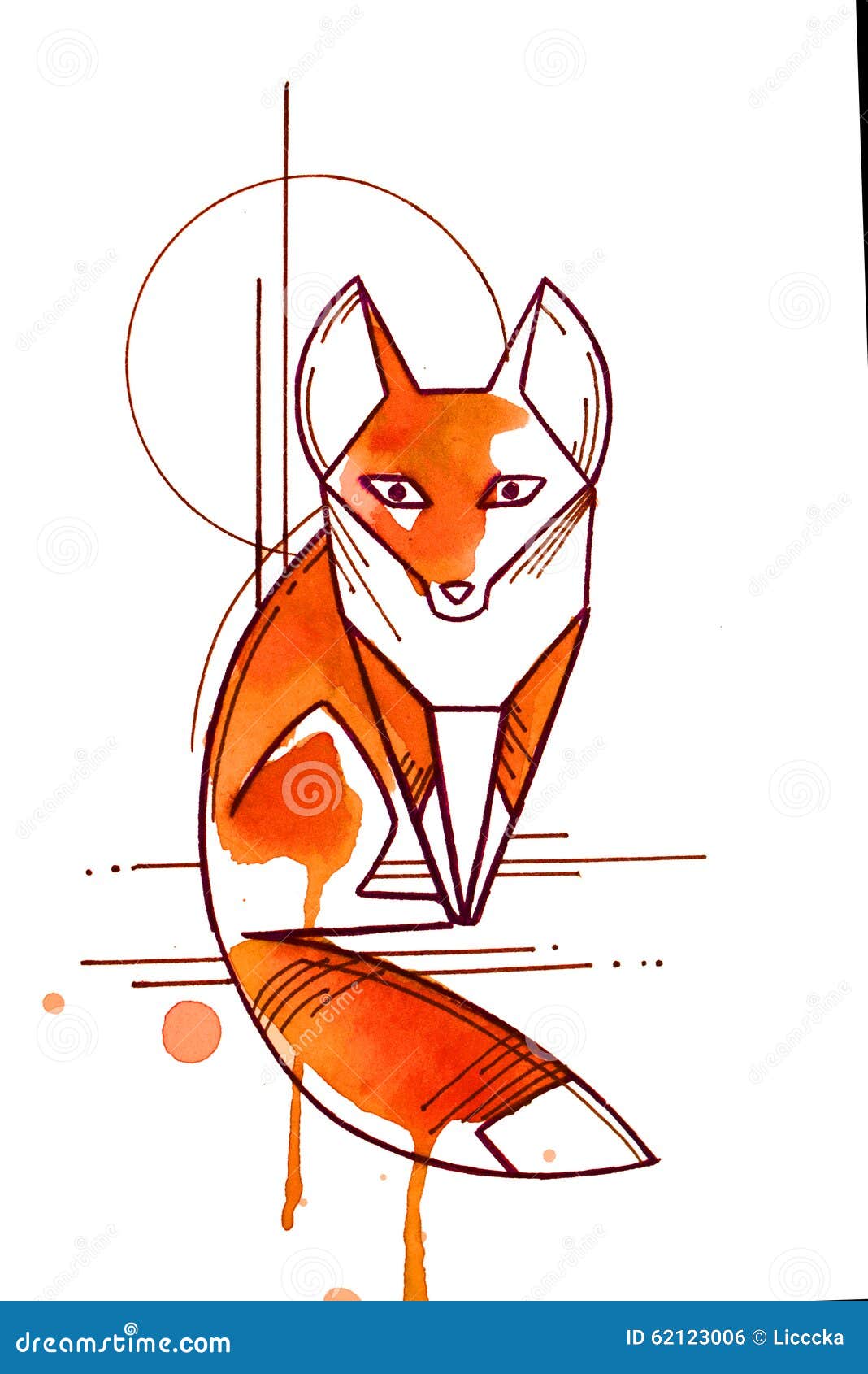 Geometric Pattern of Red Fox Stock Illustration - Illustration of hand ...