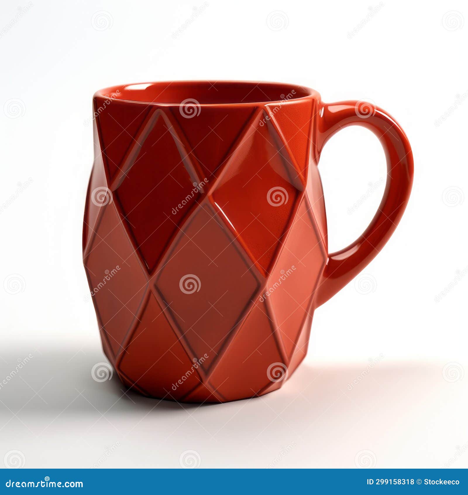 Geometric Pattern Red Mug - Maya Rendered Cubist Faceting Design Stock ...