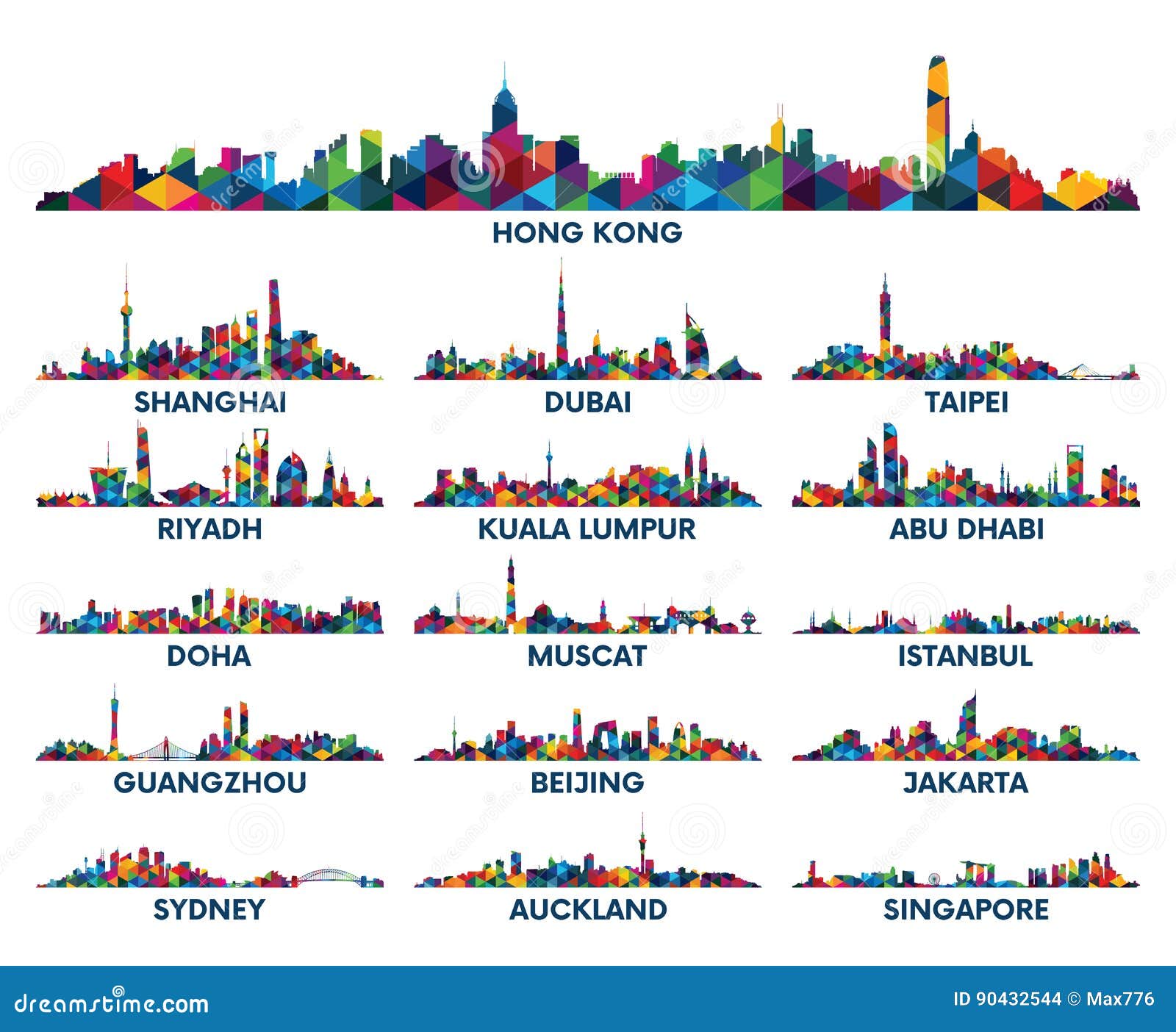 Geometric Pattern Skyline City Arabian Peninsula and Asia Stock Vector ...