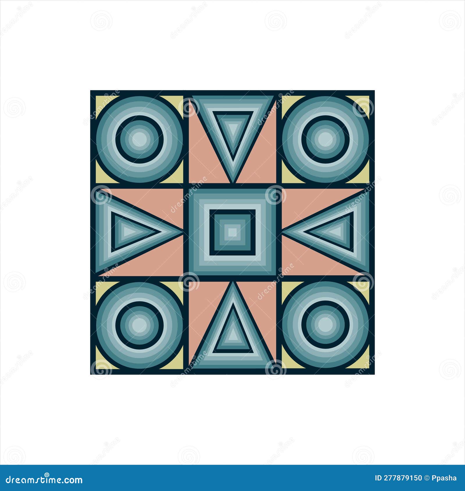 Geometric Pattern in a Square. Abstract Pattern of Blue Orange and ...