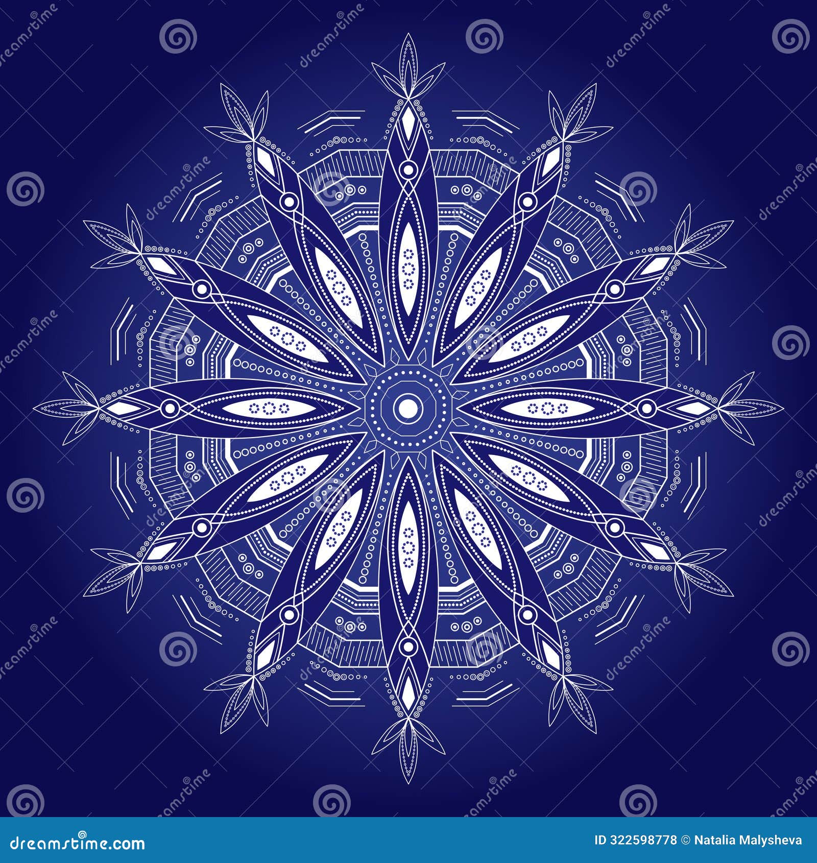 Snowflake Ornament Vector Illustration. Large Complex Design Stock ...