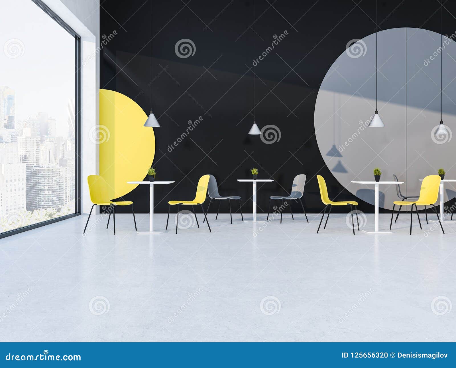 Geometric Pattern Stylish City Restaurant Interior Stock Illustration ...