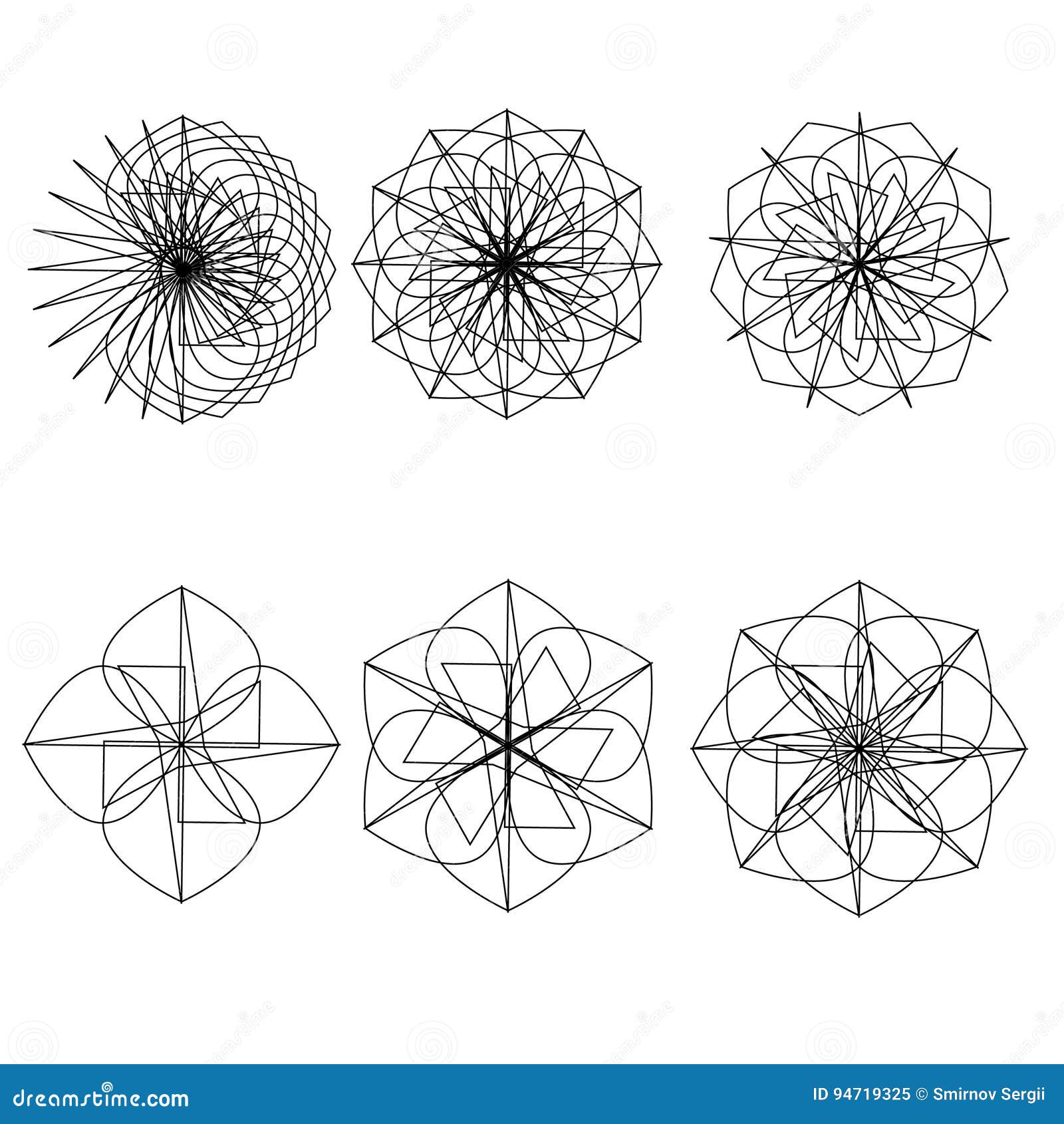 Geometric Pattern Symmetry Set Stock Illustration - Illustration of ...