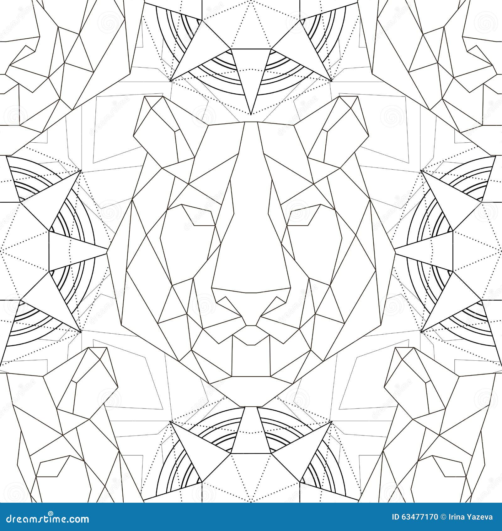 Geometric Pattern Tiger Head Trendy Line Design Stock Vector ...