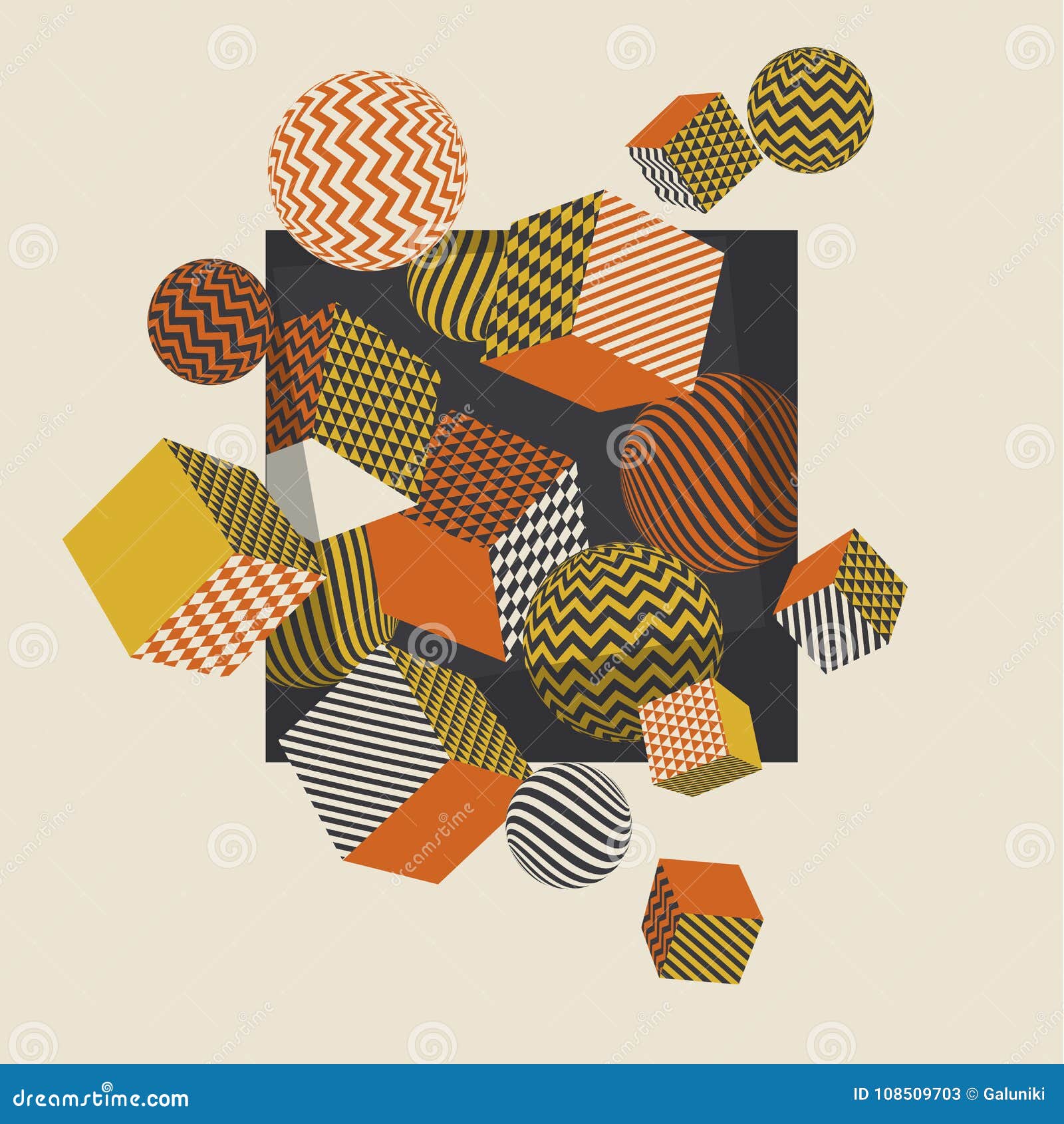 Geometric Pattern Vector Illustration in Retro 60s Style. Vintage 1970s ...