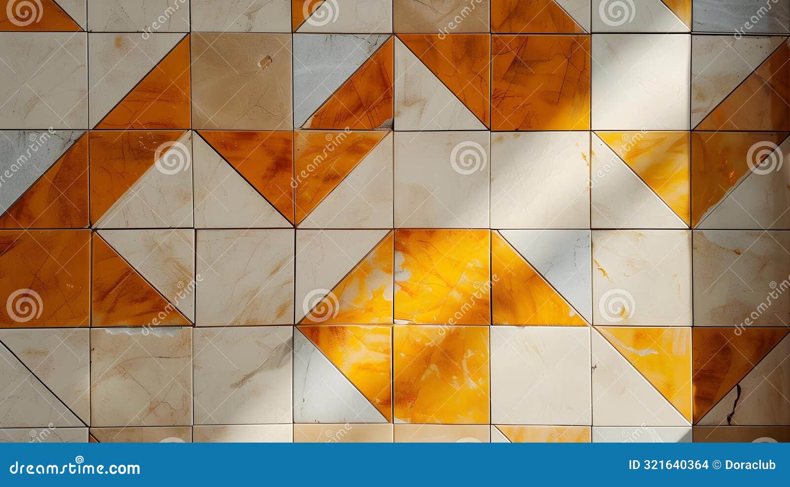 Geometric Pattern with Warm Toned Triangular Tiles Creating a Vibrant ...