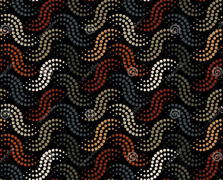 Geometric Pattern with Wavy Dotted Multicolored Lines on a Black ...