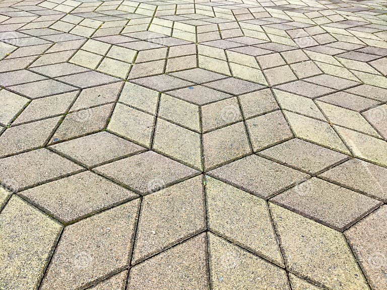 Geometric Patterned Pavers Arranged in a Decorative Layout on a Pathway ...