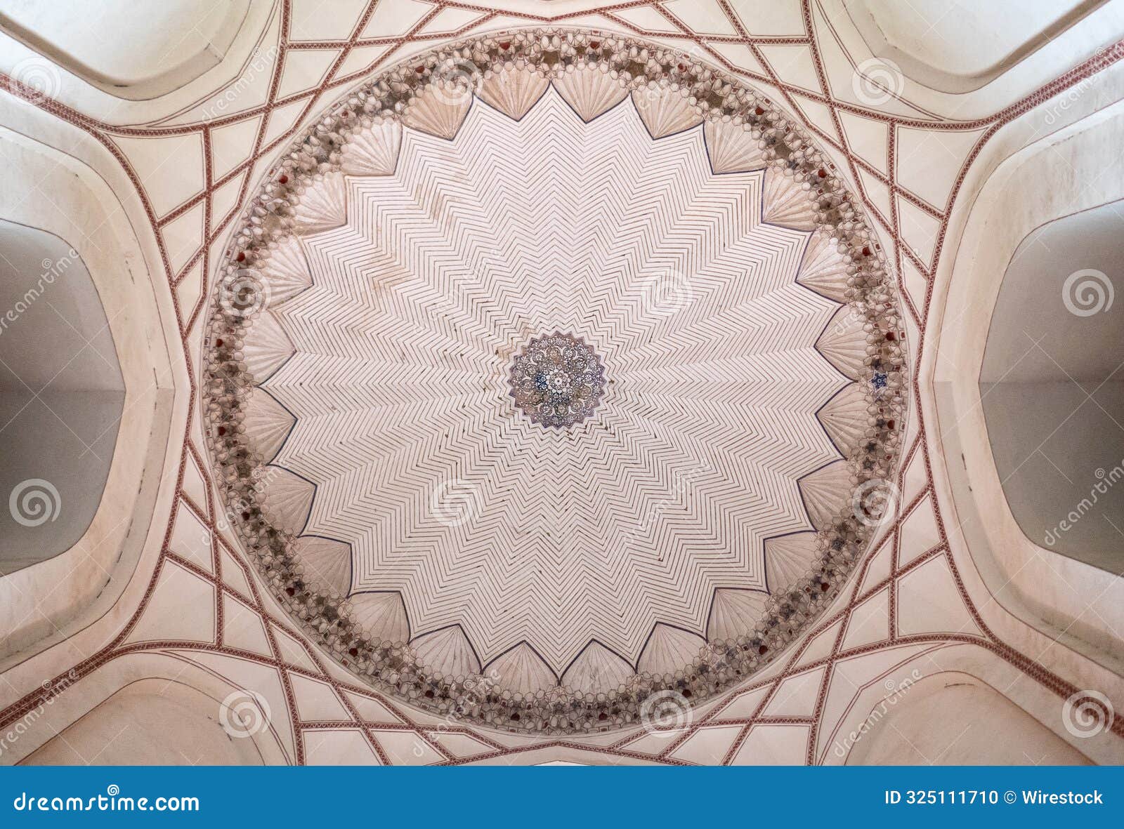 Geometric Patterns on the Ceiling of an Architectural Dome in Mughal ...