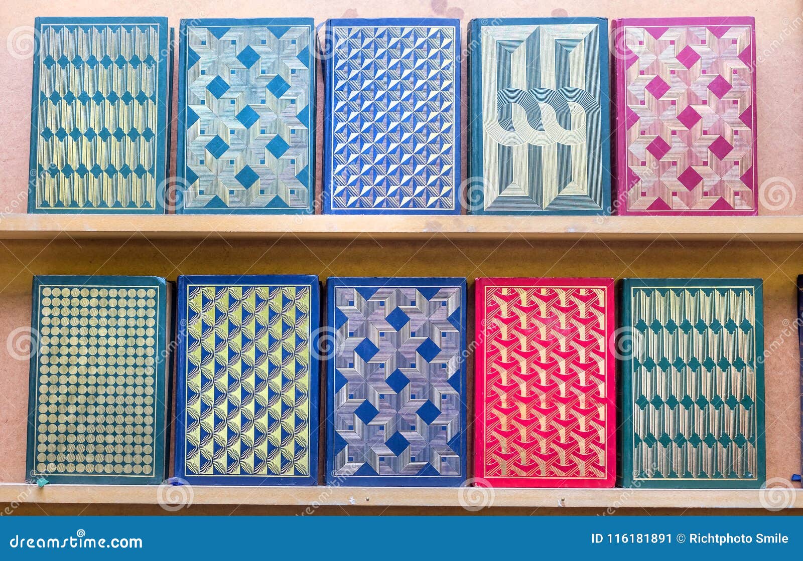 Geometric Patterns Embossed into the Hard Covers of Books Stock Image ...