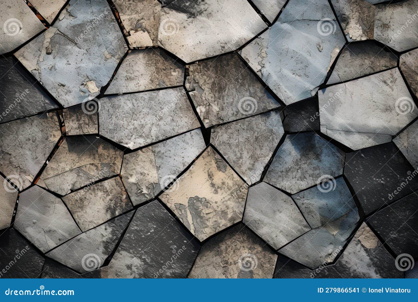 Geometric Patterns Emerging from a Grunge Wall. Combination of Rough ...