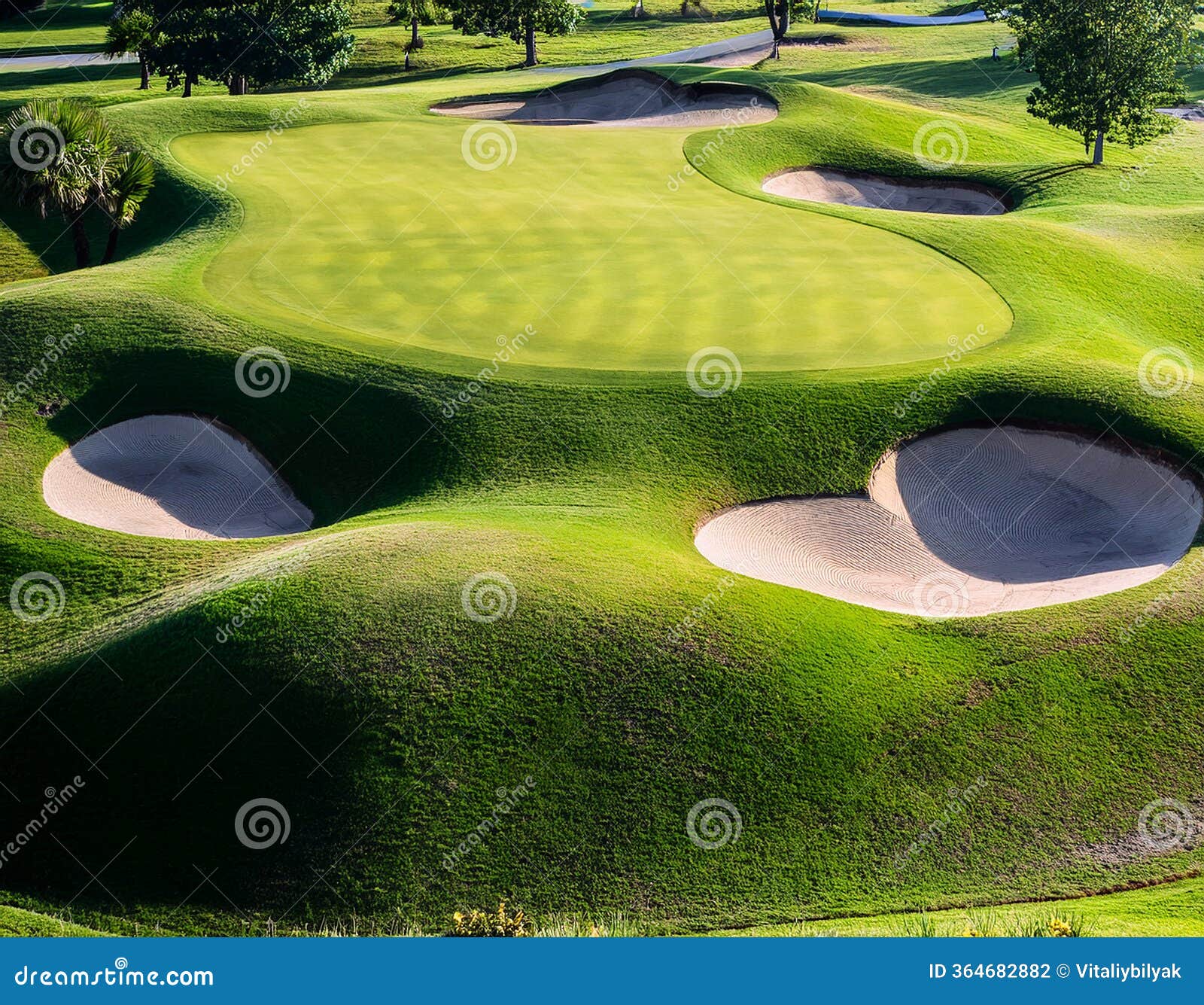 The Geometric Patterns Of A Golf Course Bunkers Seen From Above ...