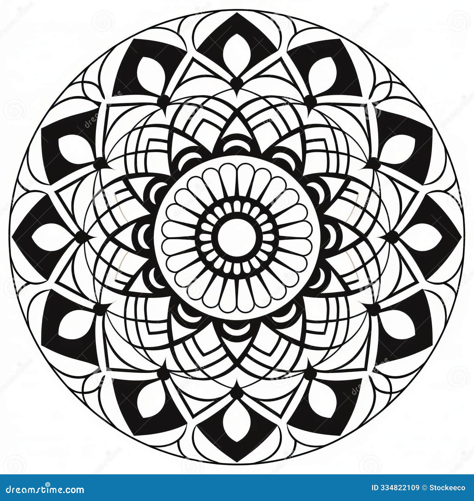 Geometric Patterns in Nature Inspired Black and White Mandala Stock ...