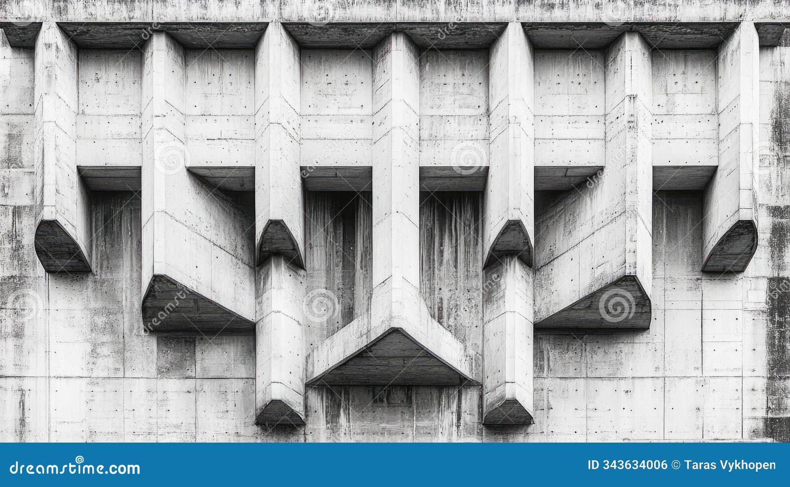 Geometric Patterns of Neo Brutalist Architecture on a Concrete Facade ...