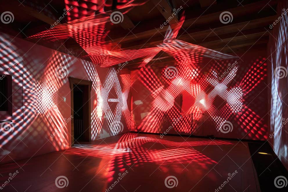 Geometric Patterns Projected on a Wall by Lasers Stock Illustration ...