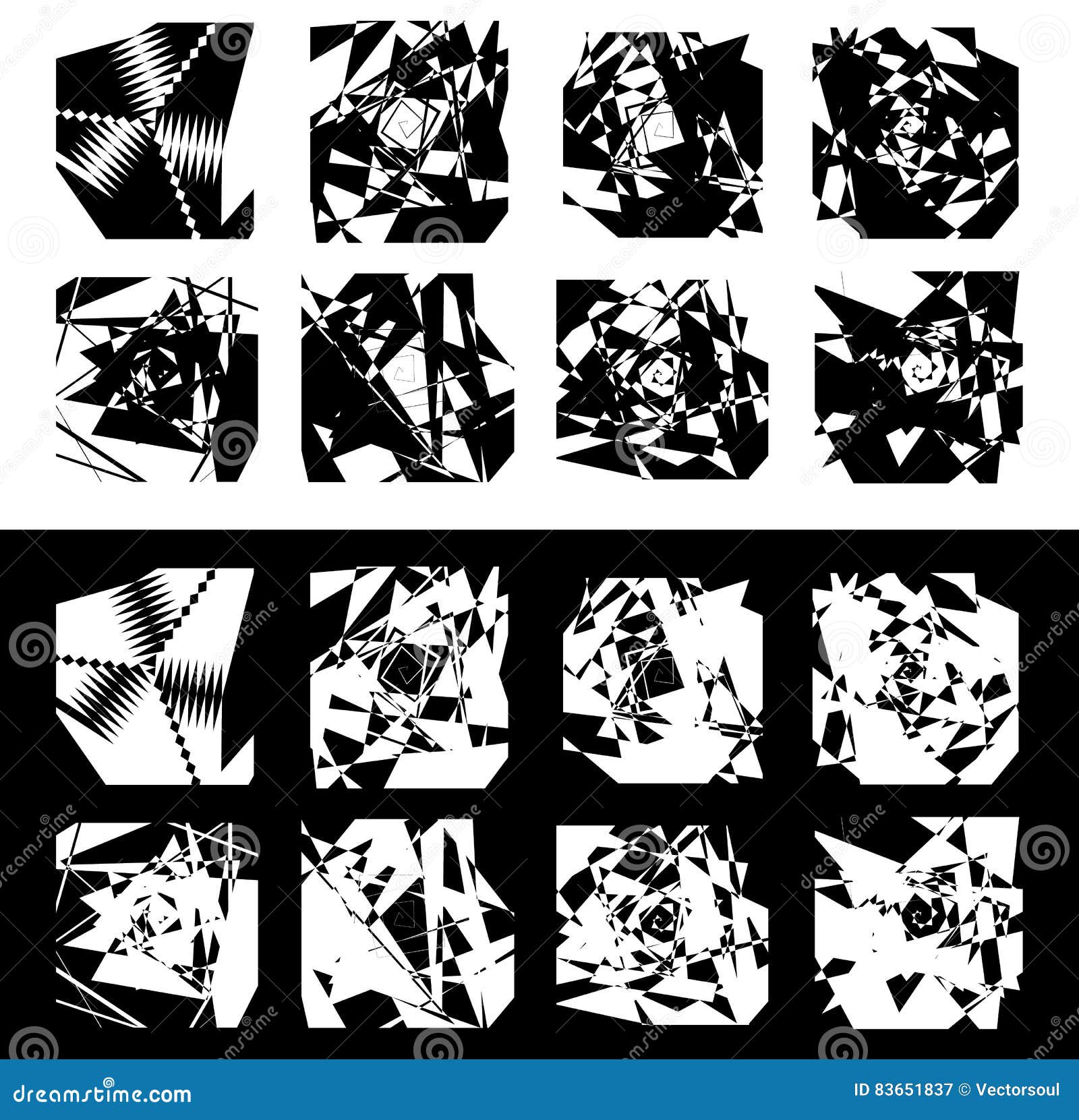 8 Geometric Patterns. Rough, Edgy Monochrome Textures Set Stock Vector ...
