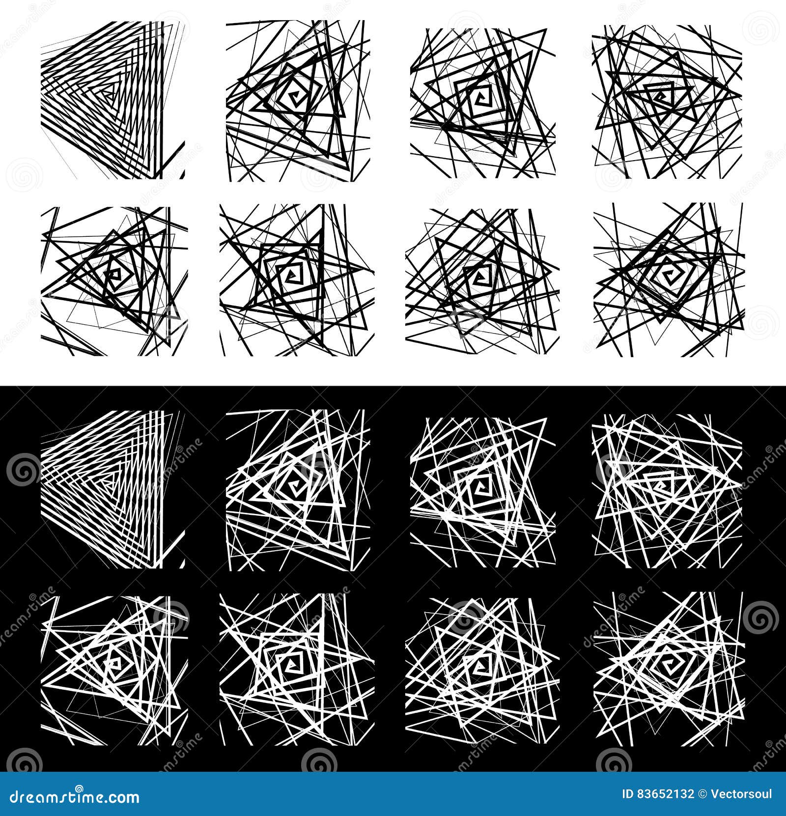 8 Geometric Patterns. Rough, Edgy Monochrome Textures Set Stock Vector ...