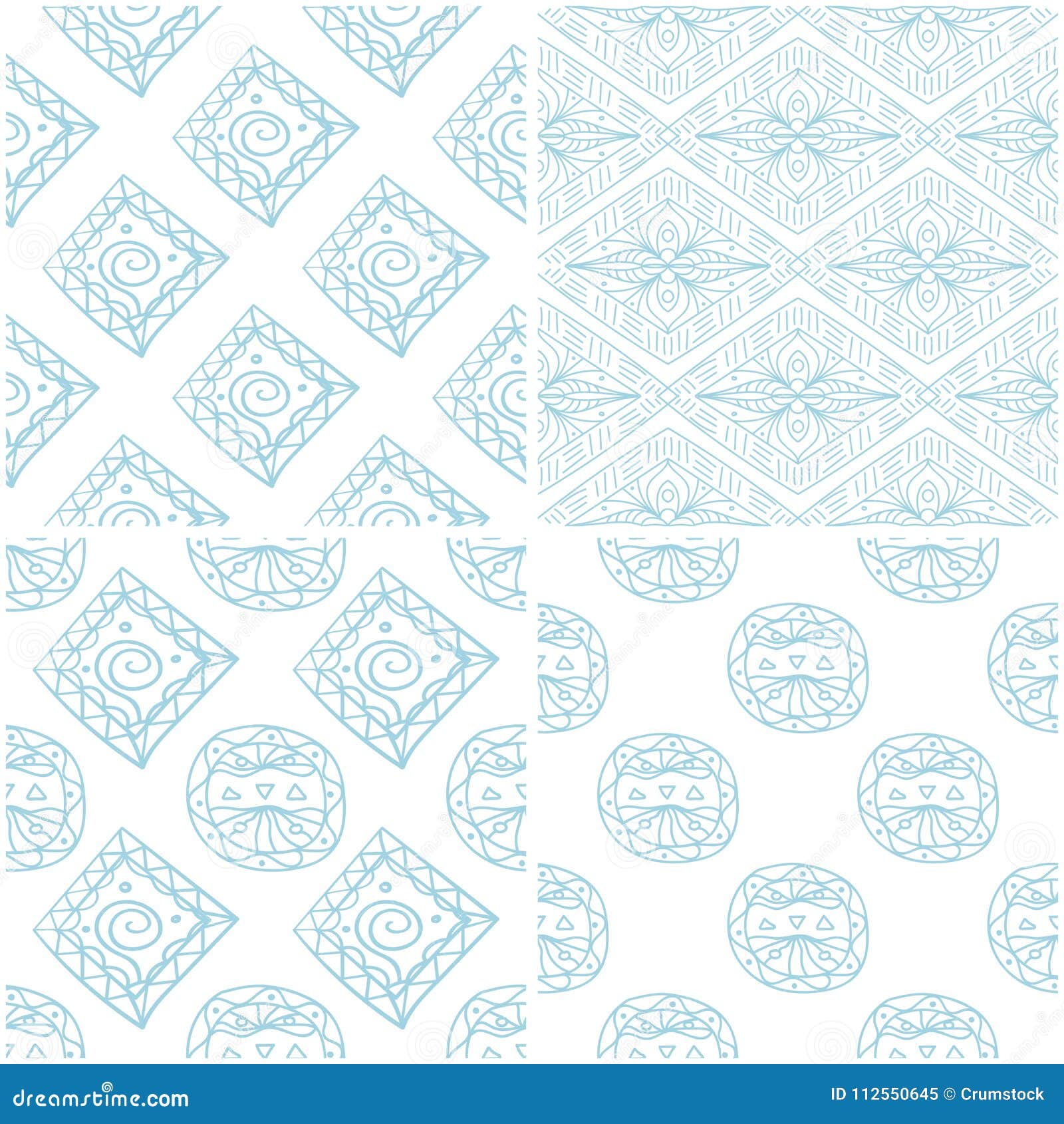 Geometric Patterns. Set of Blue Elements on White Stock Vector ...