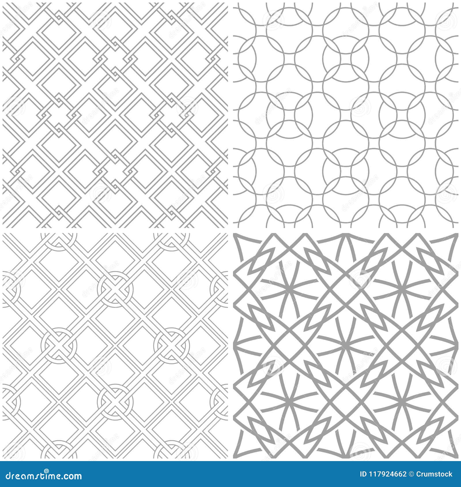 Geometric Patterns. Set of Light Gray and White Seamless Backgrounds ...