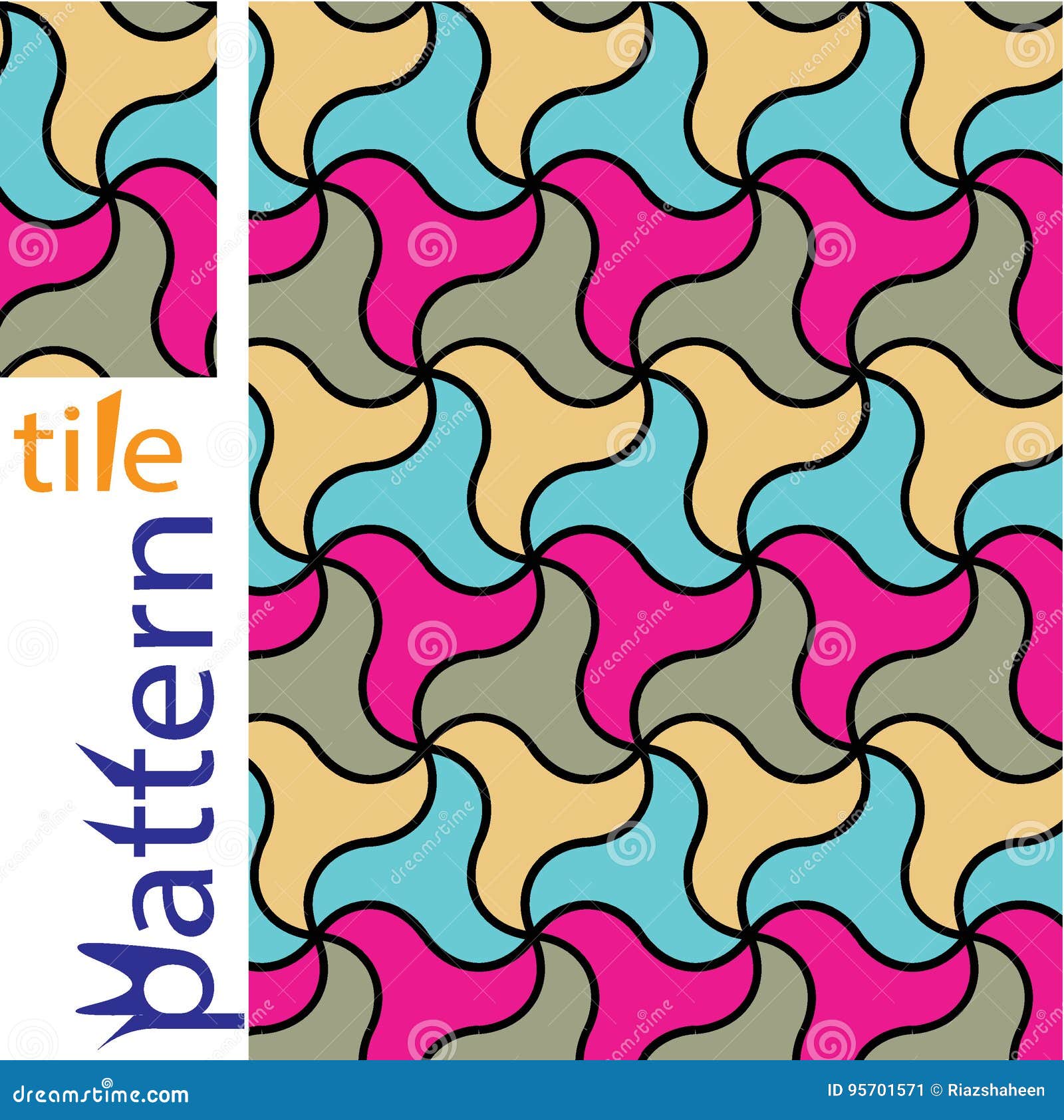 Geometric Patterns Using Circles of Different Sizes, Interlaced Stock ...