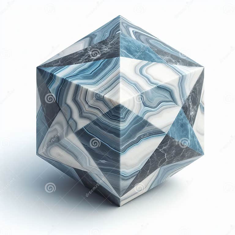 Geometric Pebble with Angular Edges, Featuring a Marbled Pattrn Stock ...