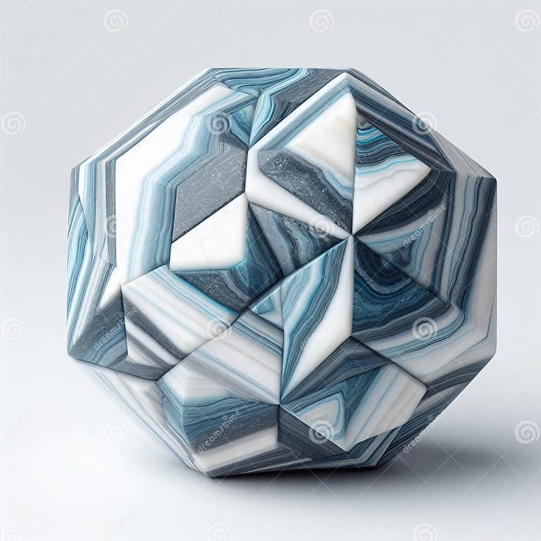 Geometric Pebble with Angular Edges, Featuring a Marbled Pattrn Stock ...