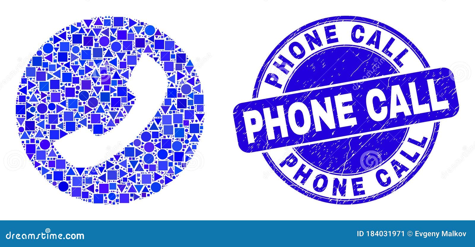 Blue Distress Phone Call Stamp Seal and Phone Call Mosaic Stock Vector ...