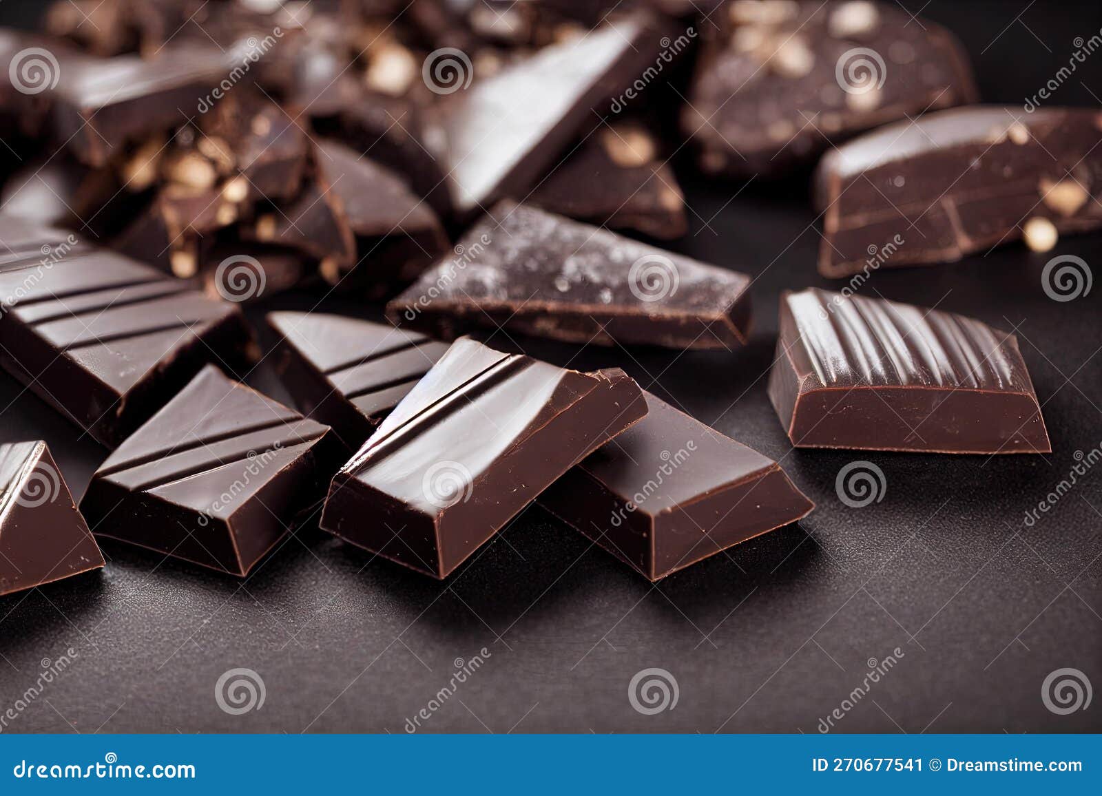 Geometric Pieces of Chocolate of Smooth Texture on Dark Background ...
