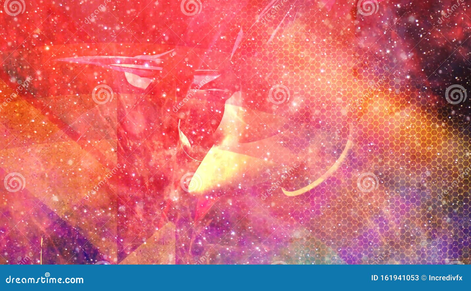 Geometric Pink Solar System with Rotating Stars - Abstract Background ...