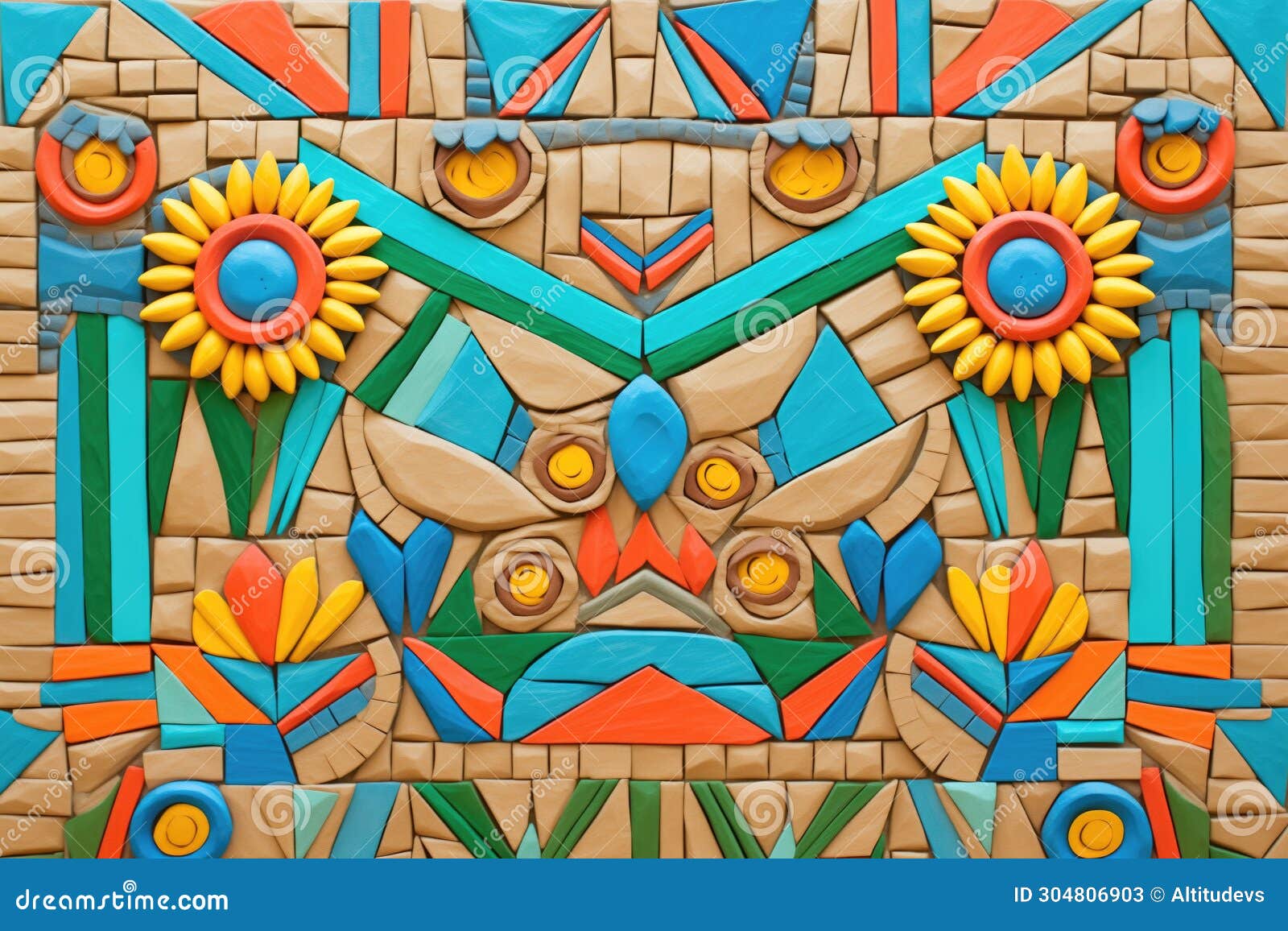 Geometric Plasticine Tile Mosaics on Cardboard Stock Image - Image of ...