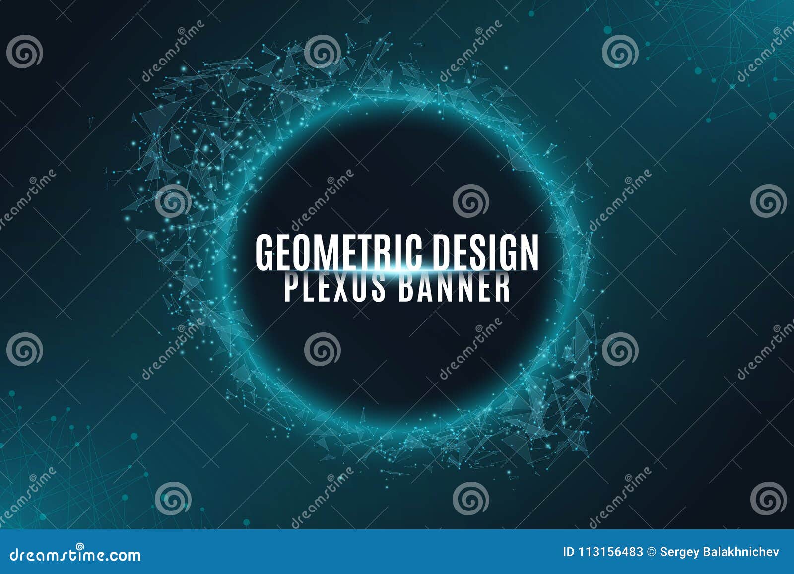 Geometric Plexus Banner of Flying Geometric Particles on a Black ...