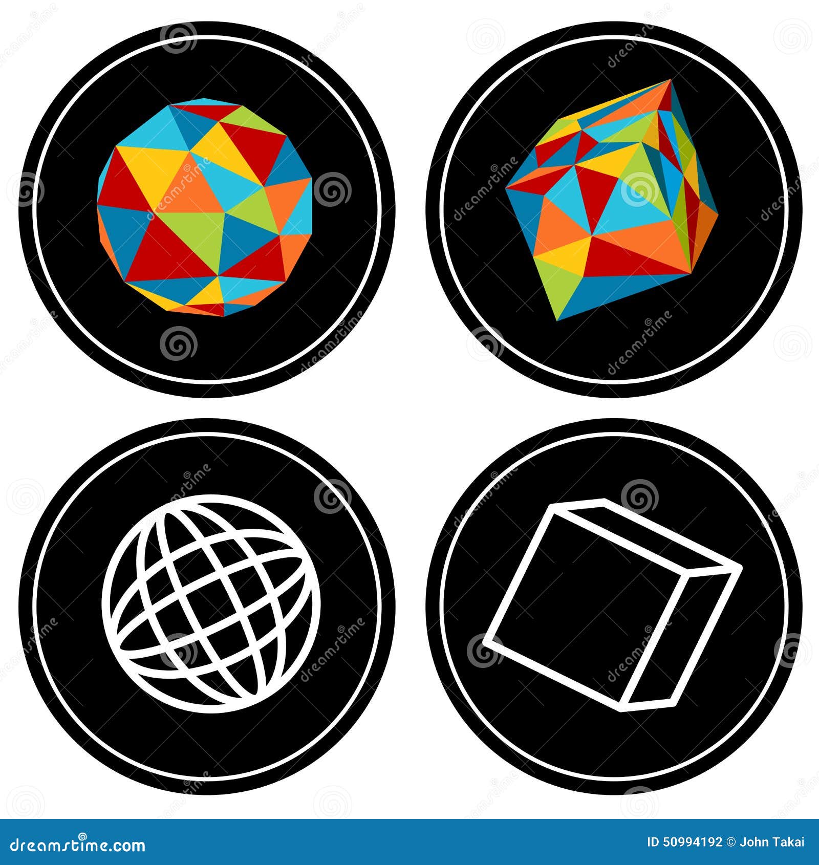 Geometric Polygon Icon Set stock vector. Illustration of shape - 50994192