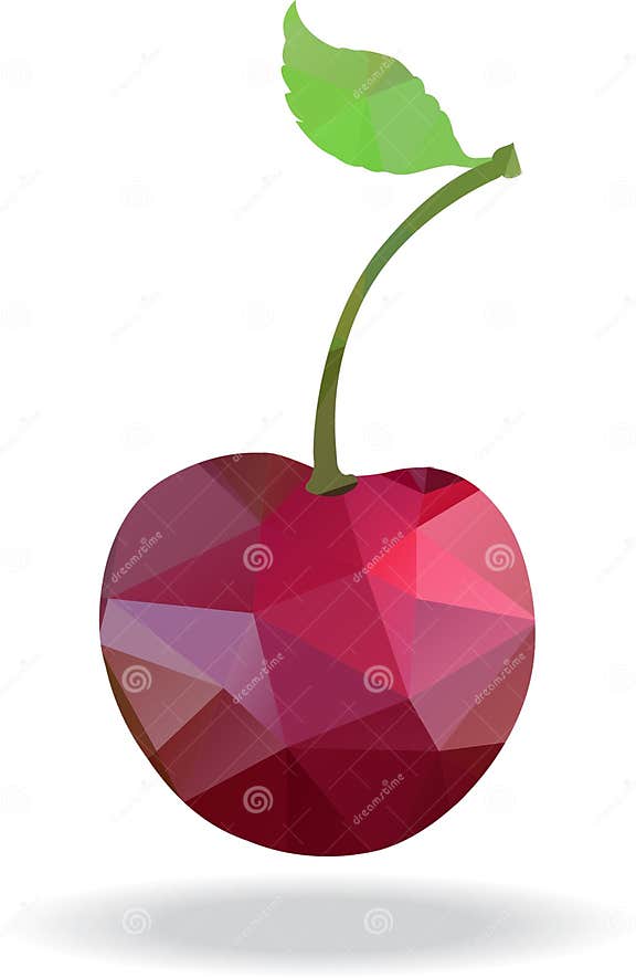 Geometric Polygonal Fruit, Triangles, Cherry, Stock Vector ...