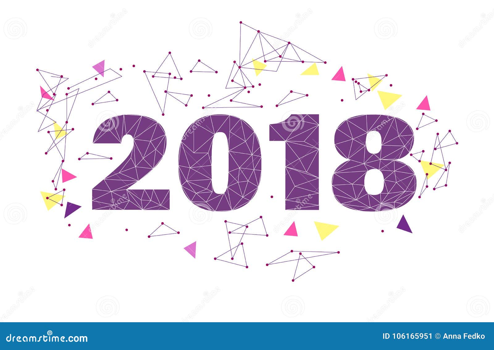Geometric Polygonal 2018 New Year Greeting Card. Low Poly Triangle ... Geometric Polygonal 2018 New Year Greeting Card. Low Poly Triangle ...