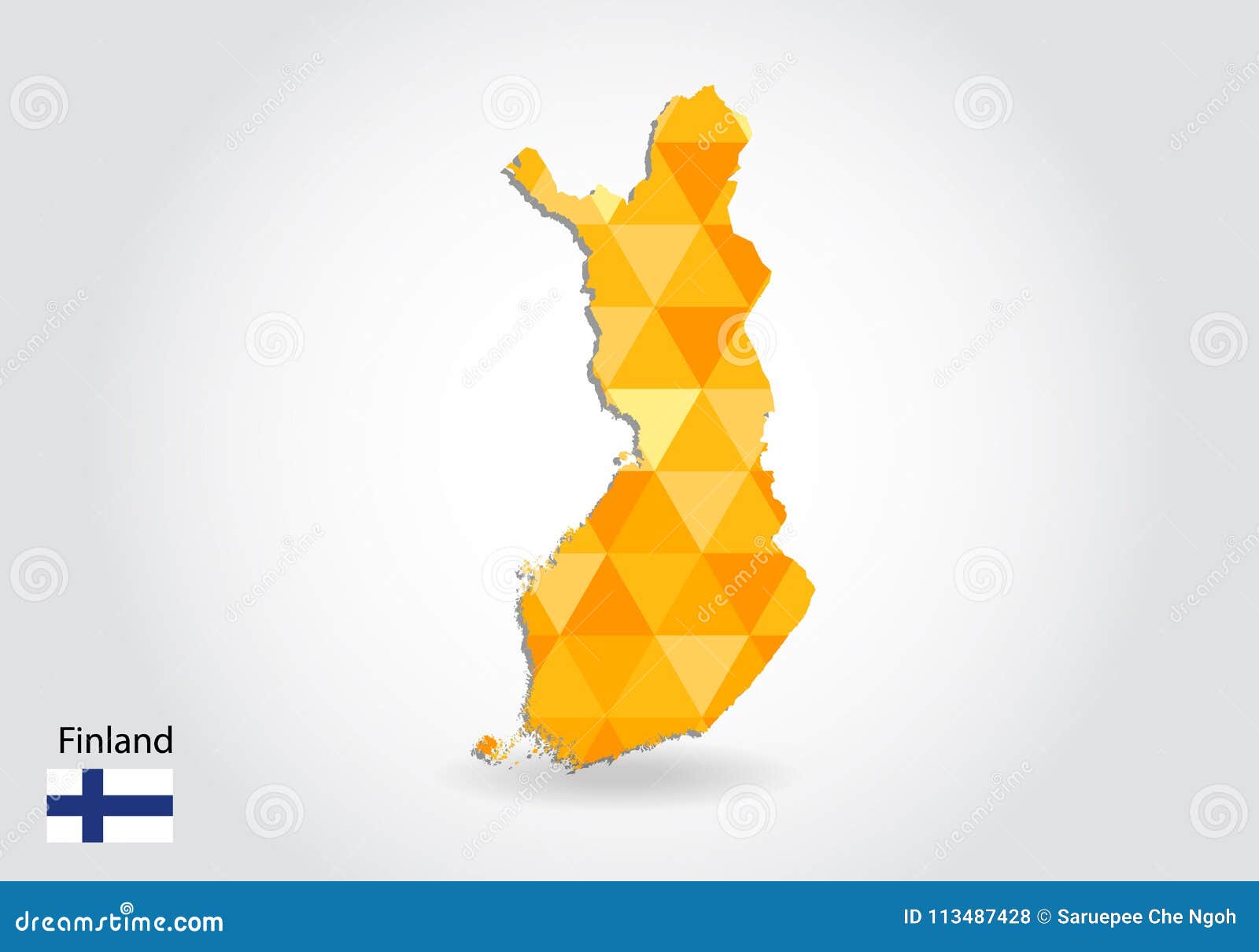 Geometric Polygonal Style Vector Map of Finland. Low Poly Map of ...