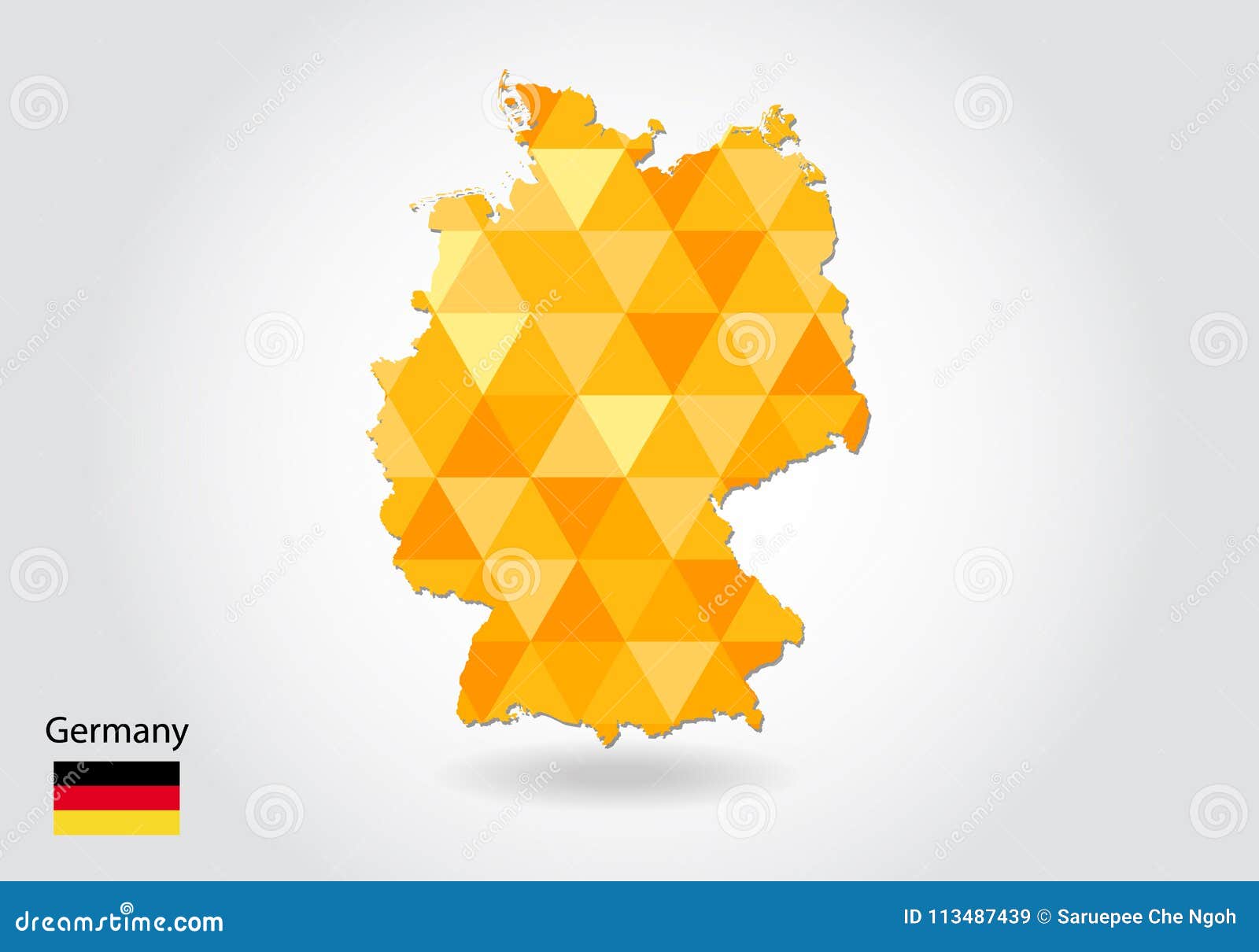 Geometric Polygonal Style Vector Map of Germany. Low Poly Map of ...