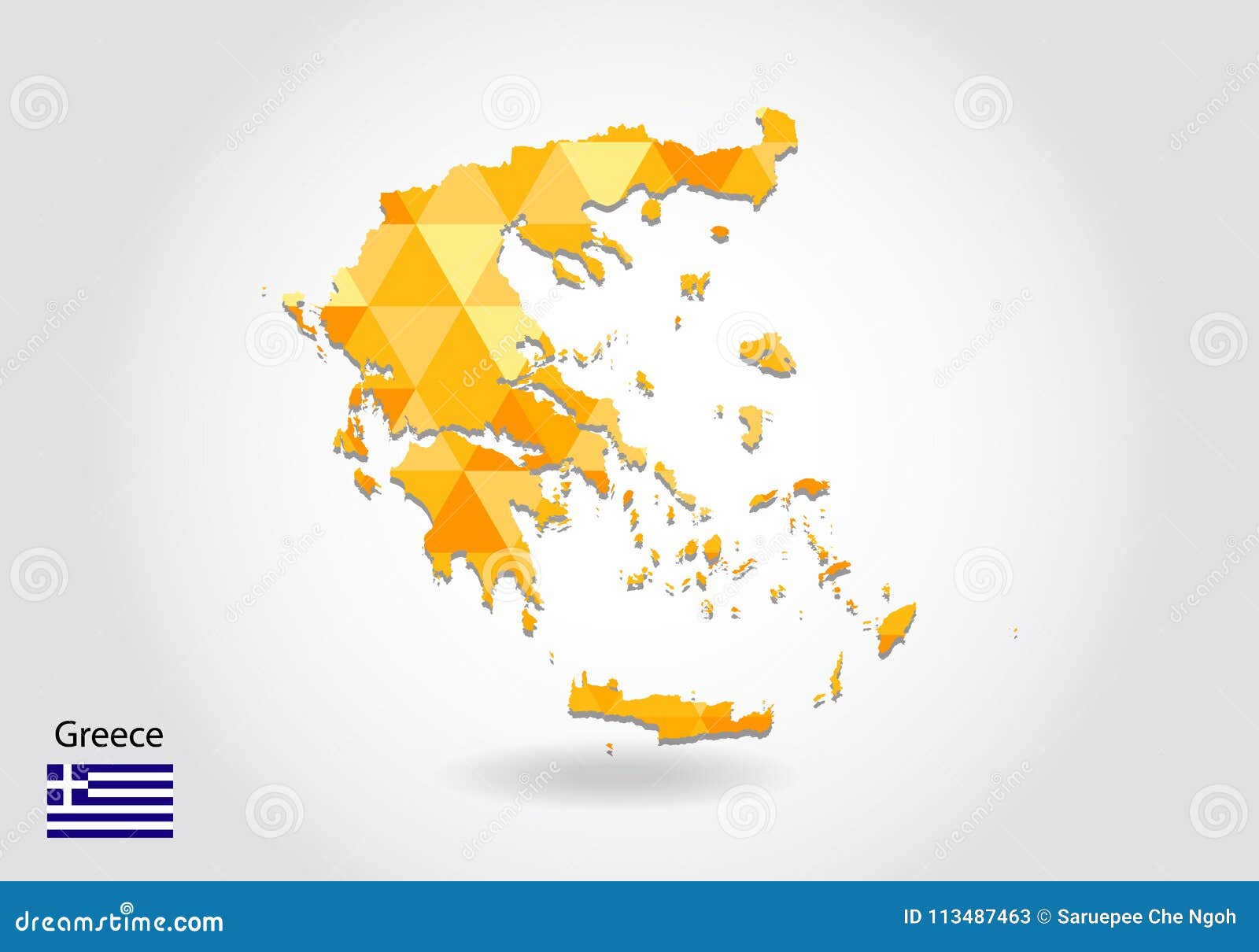 Geometric Polygonal Style Vector Map of Greece. Low Poly Map of Greece ...