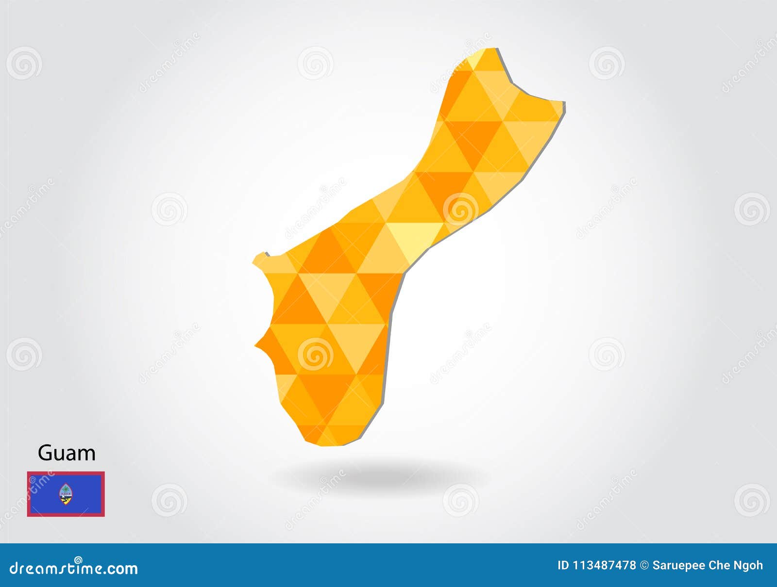 Geometric Polygonal Style Vector Map of Guam. Low Poly Map of Guam ...